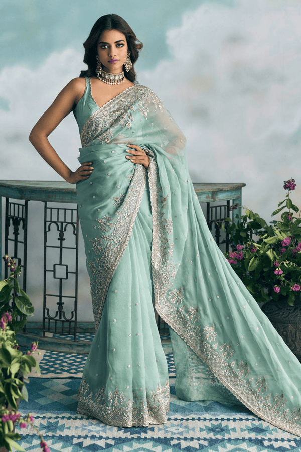 Anushree Reddy - Blue Aashna Saree Set - Elahe