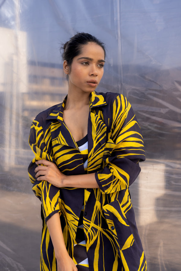 Bennch - Navy String Silk Trench - Elahe