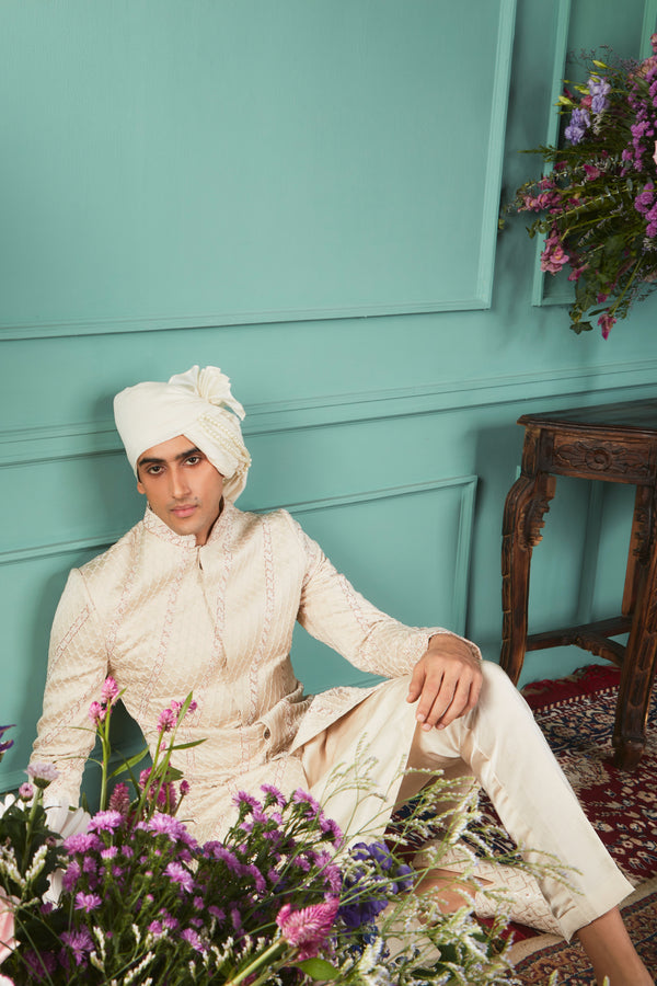 Bindani Menswear - Glacier Sherwani Set - Elahe