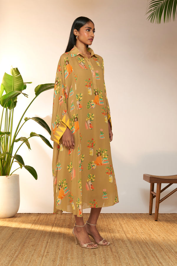 Masaba - Tan Tangy Tango Collar Kaftan - Elahe
