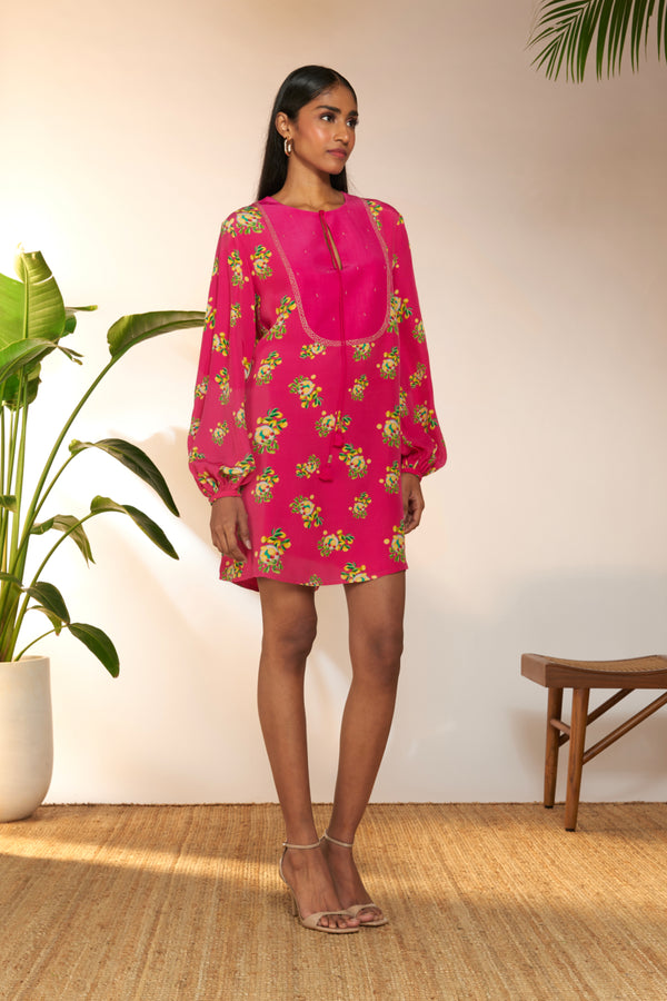 Masaba - Hot Pink Lemon Frenzy Mini Dress - Elahe