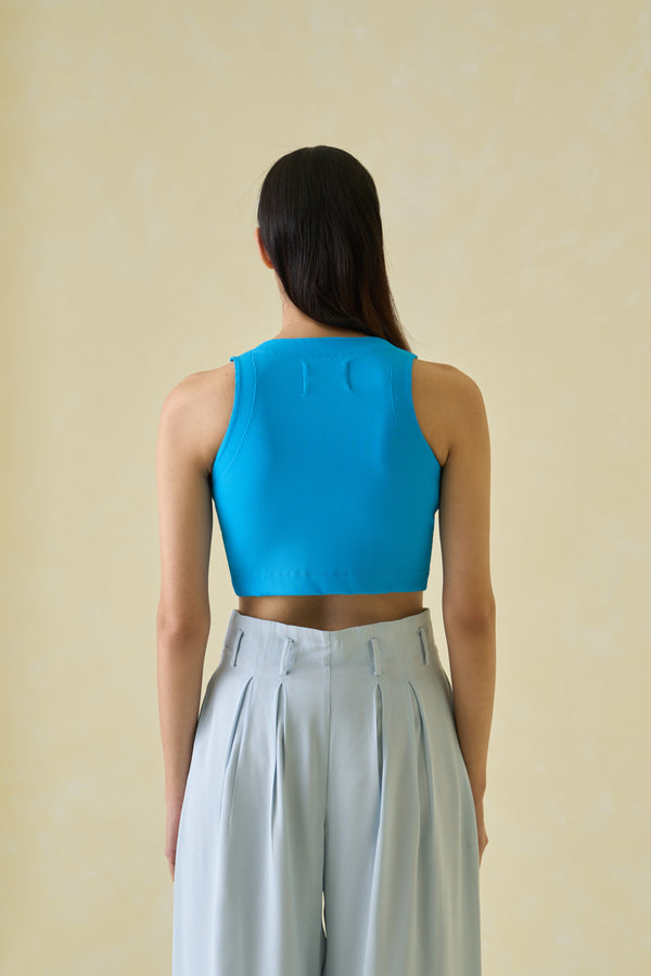 No Grey Area - Deep Sky Kolam Cropped Tank Top - Elahe