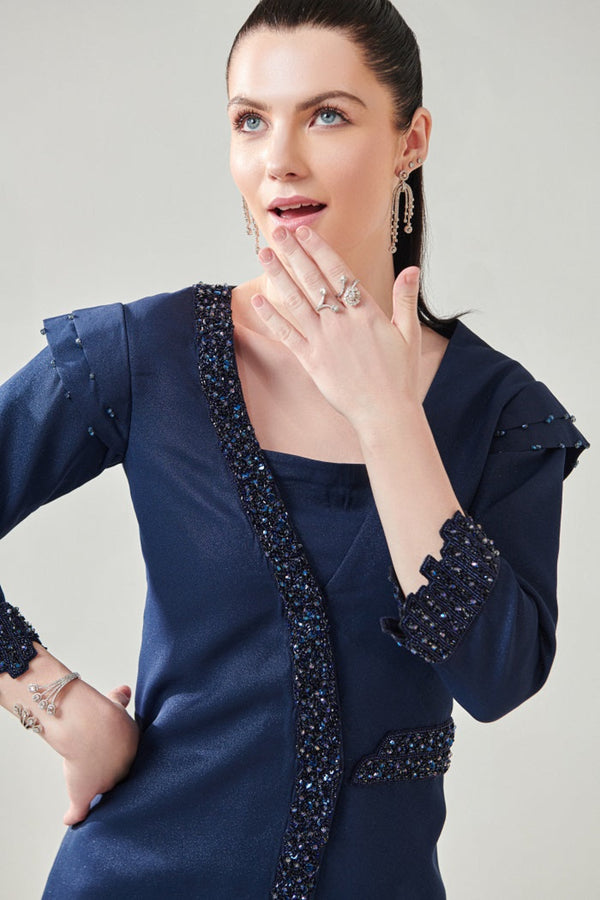 One Knot One - Midnight Blue Blazer Set - Elahe